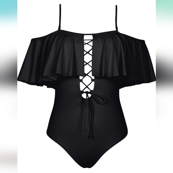 Tempt Me | Swim | Tempt Me One Piece Ruffled Off Shoulder Swimsuit ...
